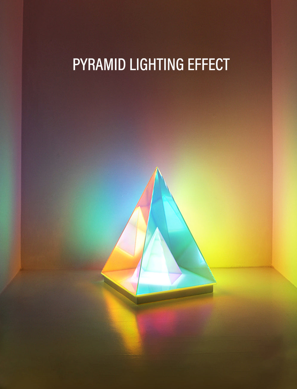 HYGGE CAVE | RUNE PYRAMID Modern LED Table Lamp UBS Box Table Color ...